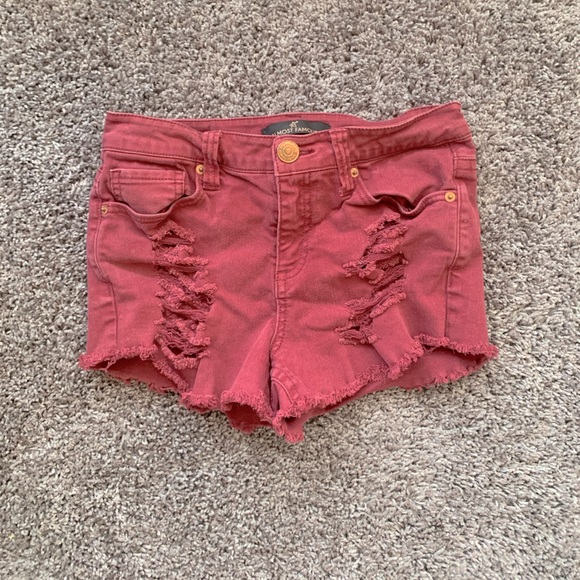 Almost Famous | Shorts | Maroon Jean Shorts With Rips | Poshmark